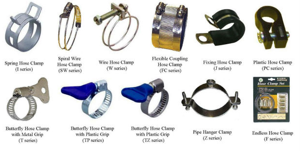 all kinds of hose clamps
